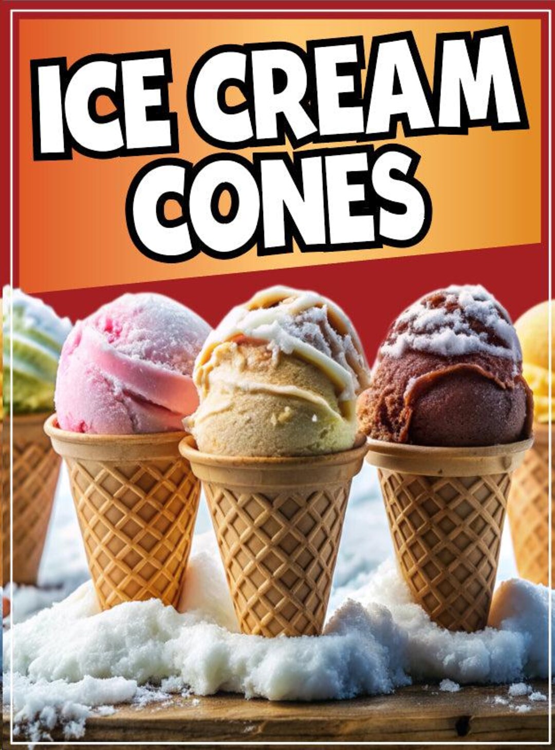 Ice Cream Cones Decal Window Sticker Truck Concession Vinyl Restaurant ...