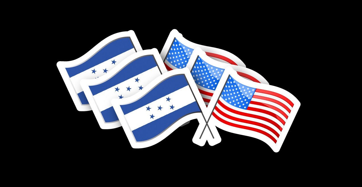 Honduras & USA Unity Flags Decal Car Window Vinyl Sticker Catracho USA ...