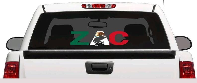 Zacatecas Letters Decal Car Window Laptop Map Vinyl Sticker Mexico ...