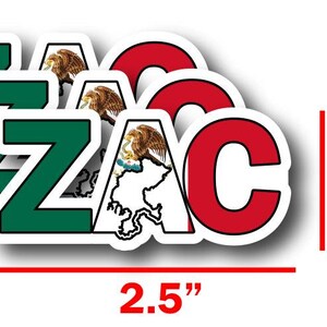 Zacatecas Letters Decal Car Window Laptop Map Vinyl Sticker Mexico ...