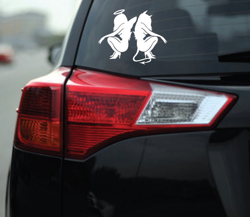 Angel and Devil Decal Car Window Laptop Map Vinyl Sticker Vehicle ...