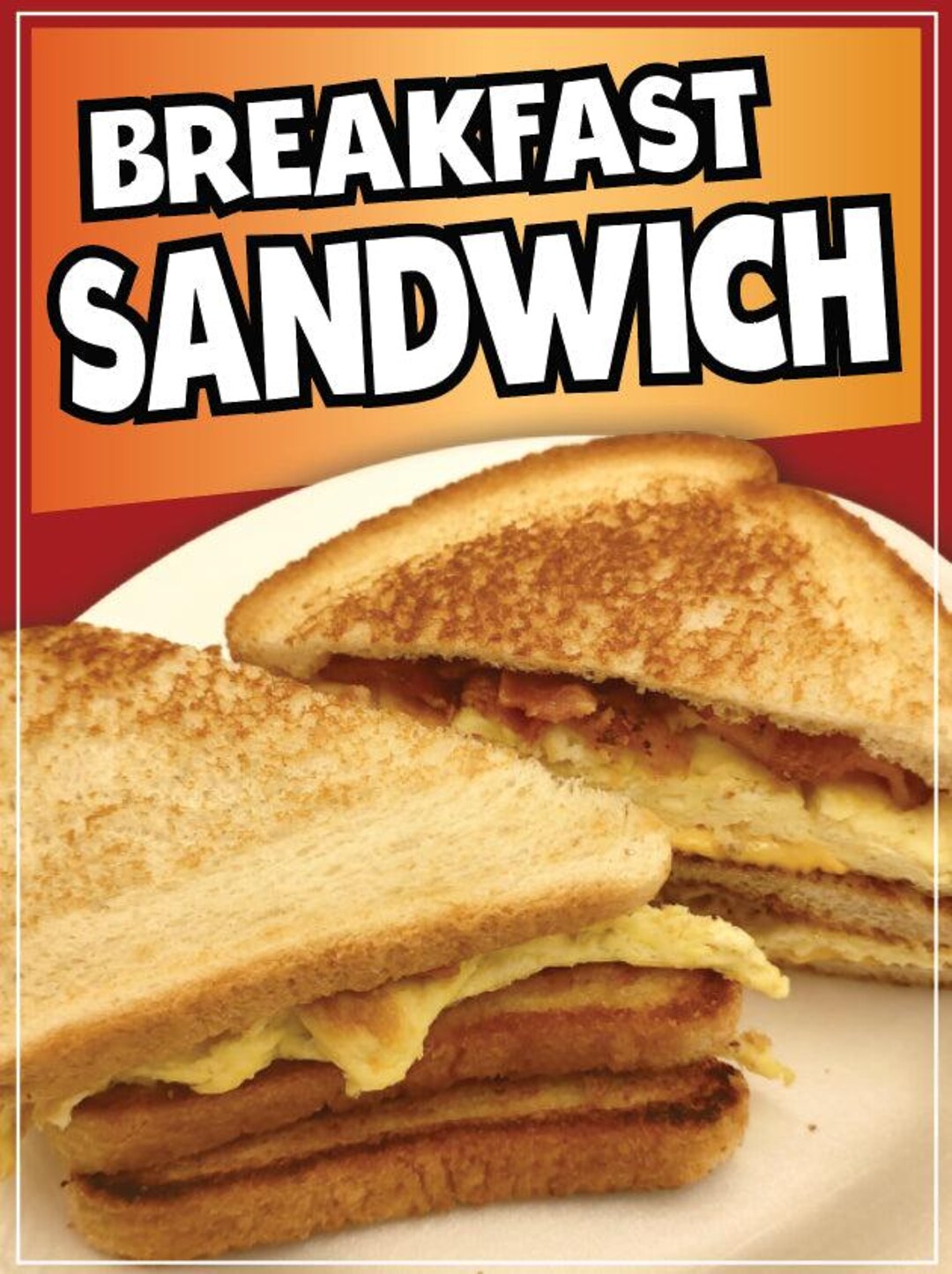 Breakfast Sandwich Sign Decal Window Sticker Food Truck Concession ...
