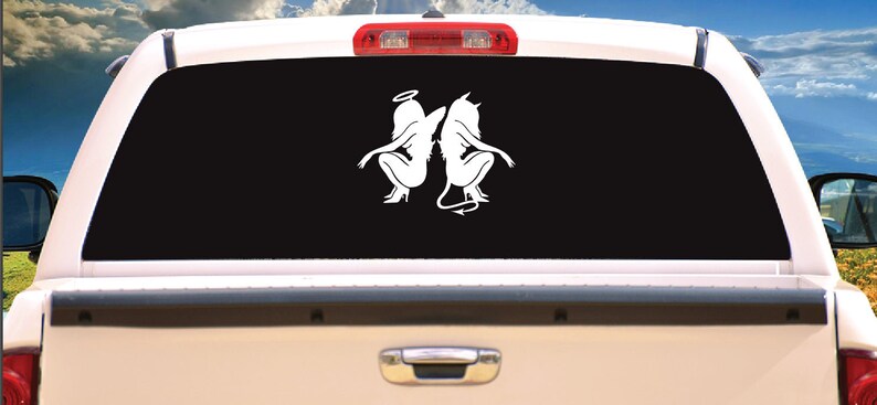Angel and Devil Decal Car Window Laptop Map Vinyl Sticker Vehicle ...