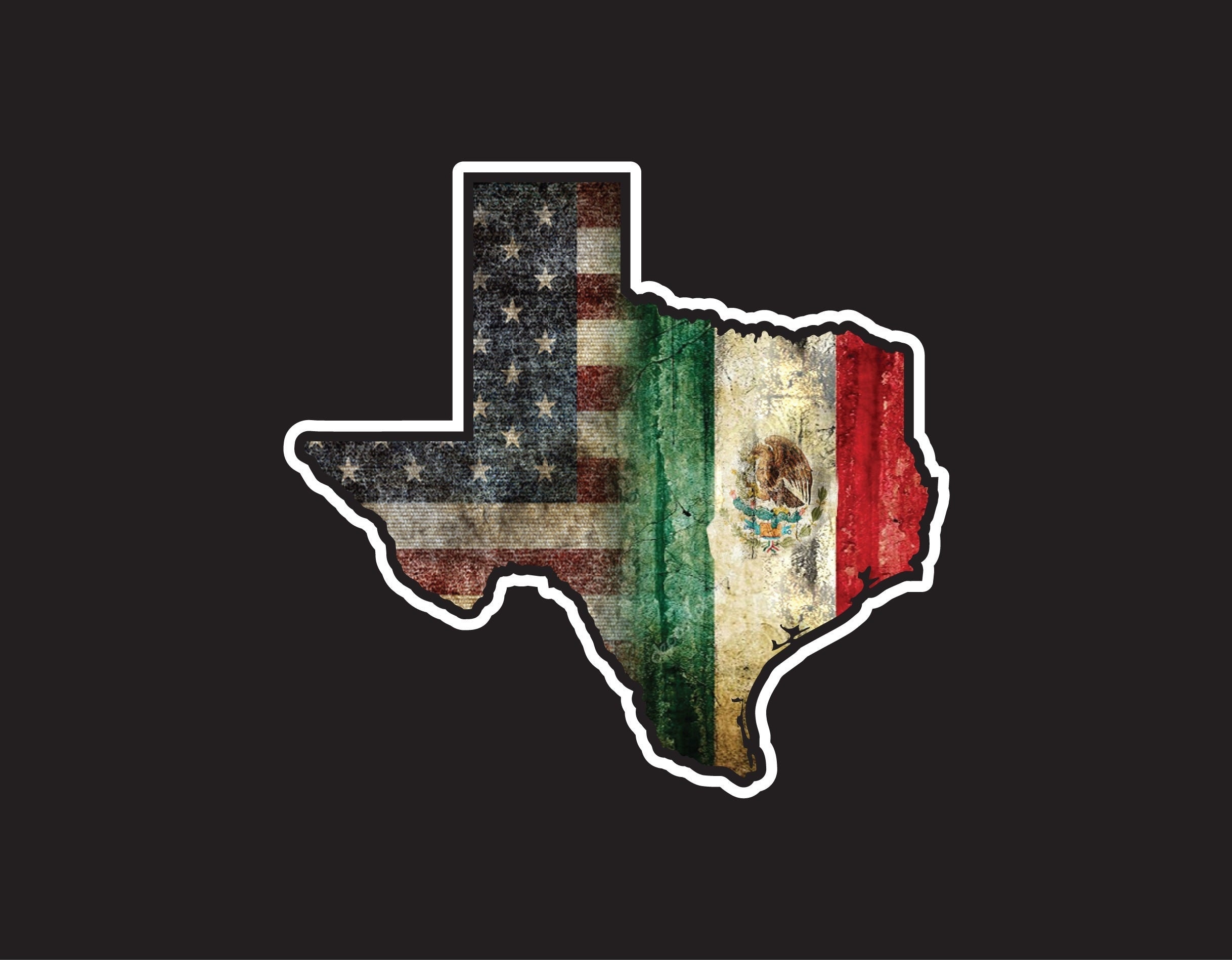 Texas Map W/ USA & Mexican Flags Decal Car Window Vinyl Sticker - Etsy