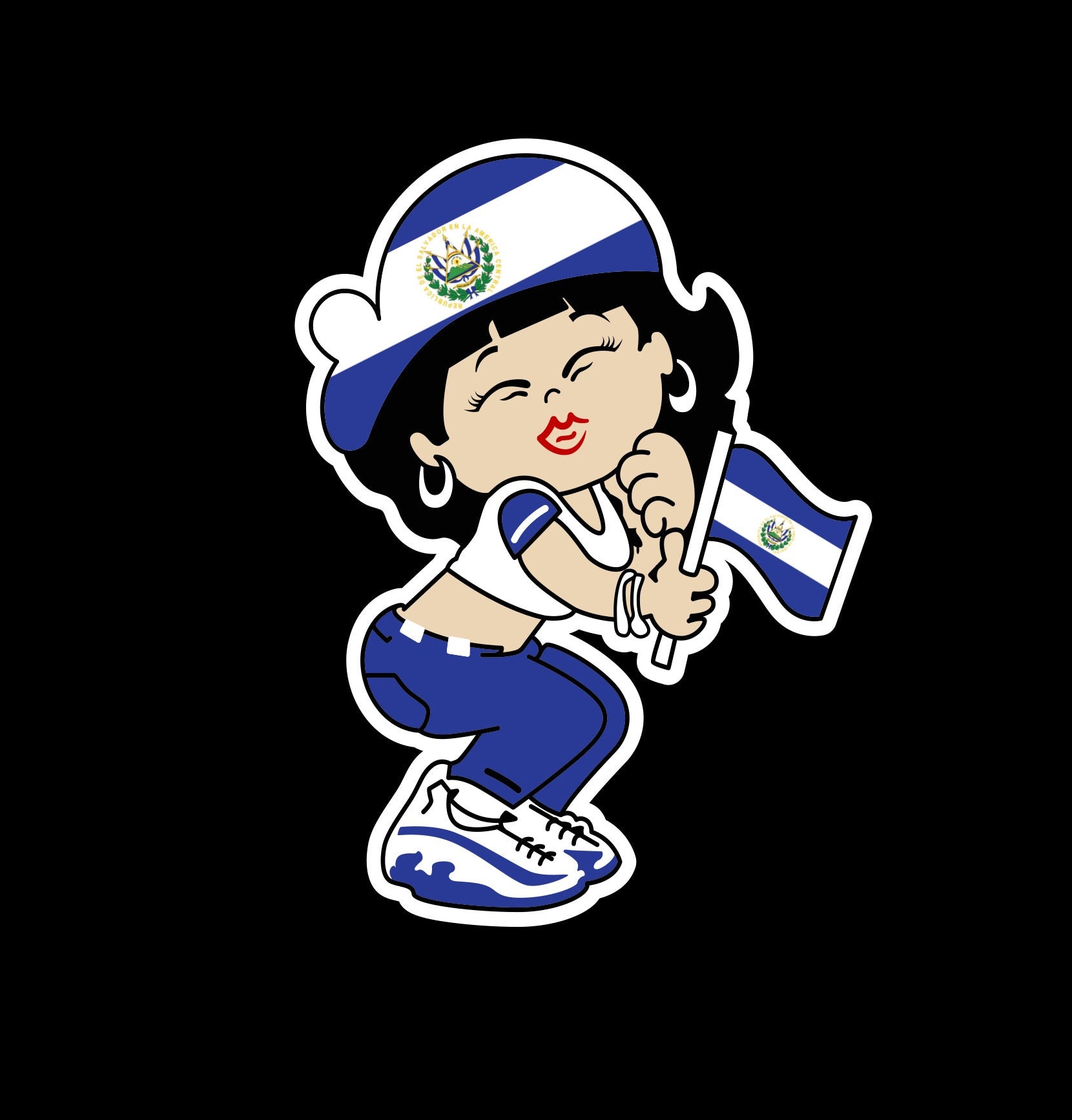 Salvadorian Lady Decal El Salvador Flag Decal Salvadoreña Girl Vinyl Sticker Etsy