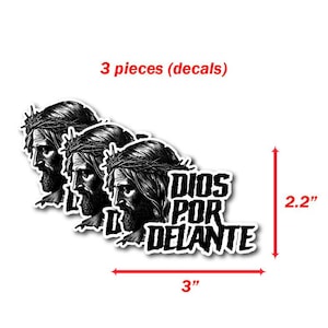 Dios Por Delante Decal Car Window Vinyl Sticker Mexican Flag Trucking Sticker Jesus Face Decal ...