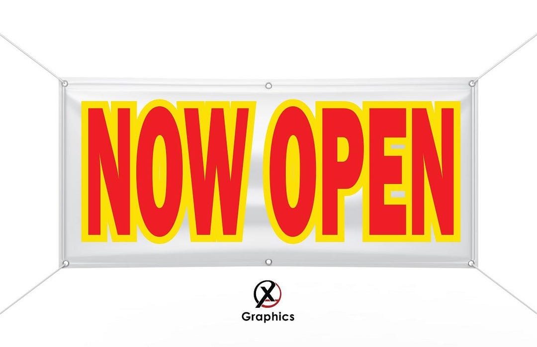 Now Open Vinyl Banner Advertising Sign Full Color Any Size Indoor ...