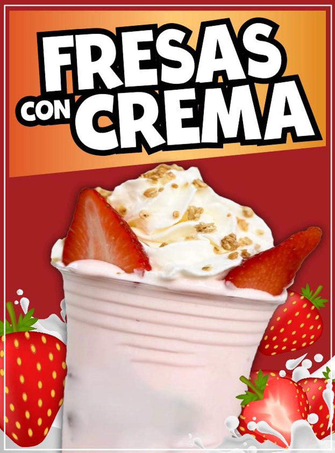 Fresas Con Crema Sign Decal Window Sticker Truck Concession Vinyl ...