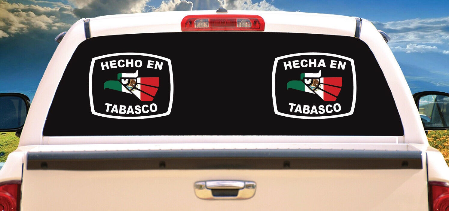 Hecha En Tabasco Letters Decal Car Window Laptop Flag Vinyl Sticker ...