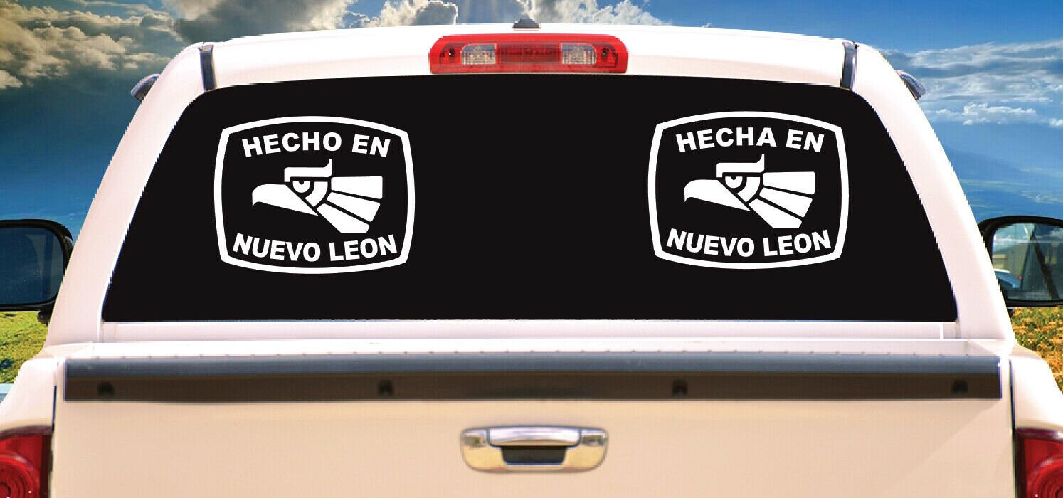 Hecha En Nuevo Leon Letters Decal Car Window Laptop Flag Vinyl Sticker Mexico Mexican Sticker ...