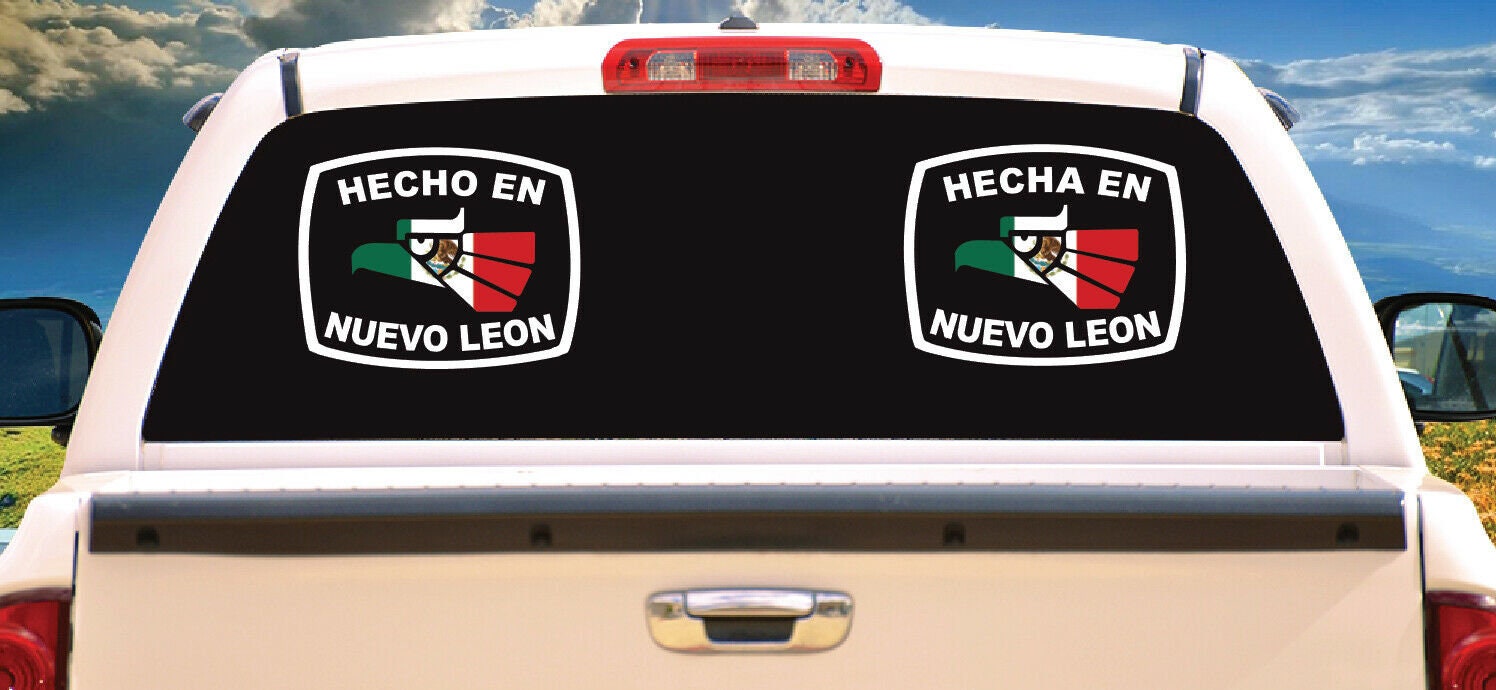 Hecha En Nuevo Leon Letters Decal Car Window Laptop Flag Vinyl Sticker Mexico Mexican Sticker ...