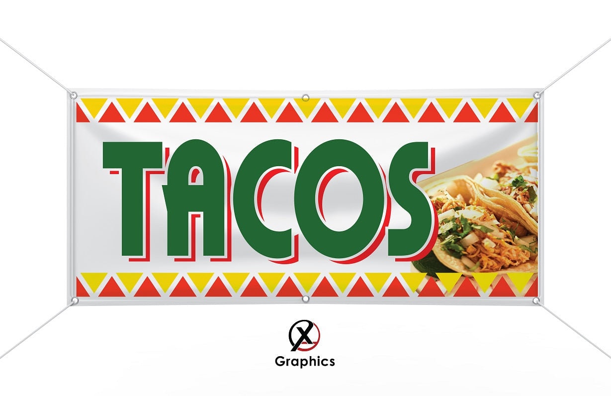 Tacos Vinyl Banner Advertising Sign Full Color Any Size Indoor Outdoor ...