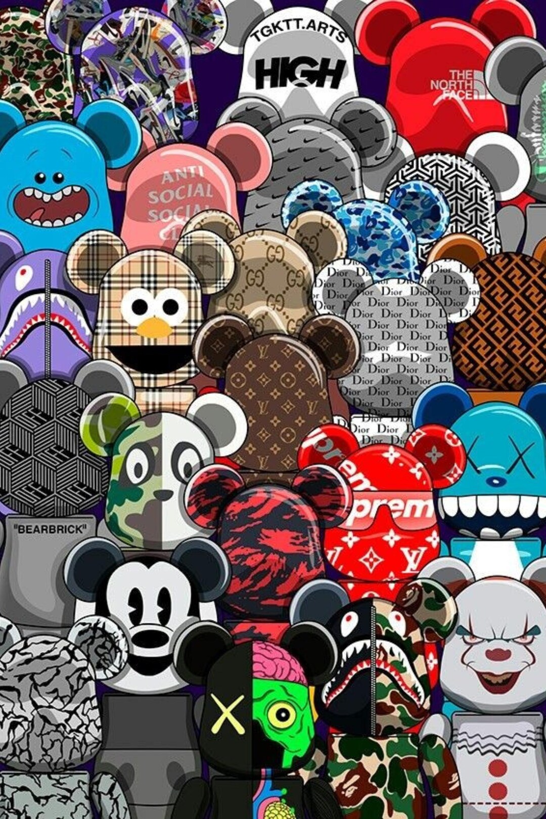 Hypebeast Bearbrick Collage Digital Poster Trendy Streetwear-inspired ...