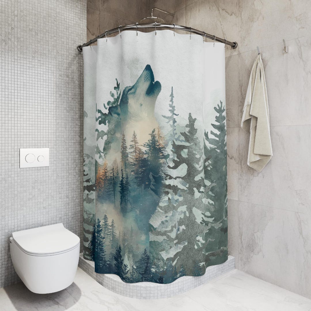 Artistic Wolf Shower Curtain: Wilderness Forest Theme - Etsy
