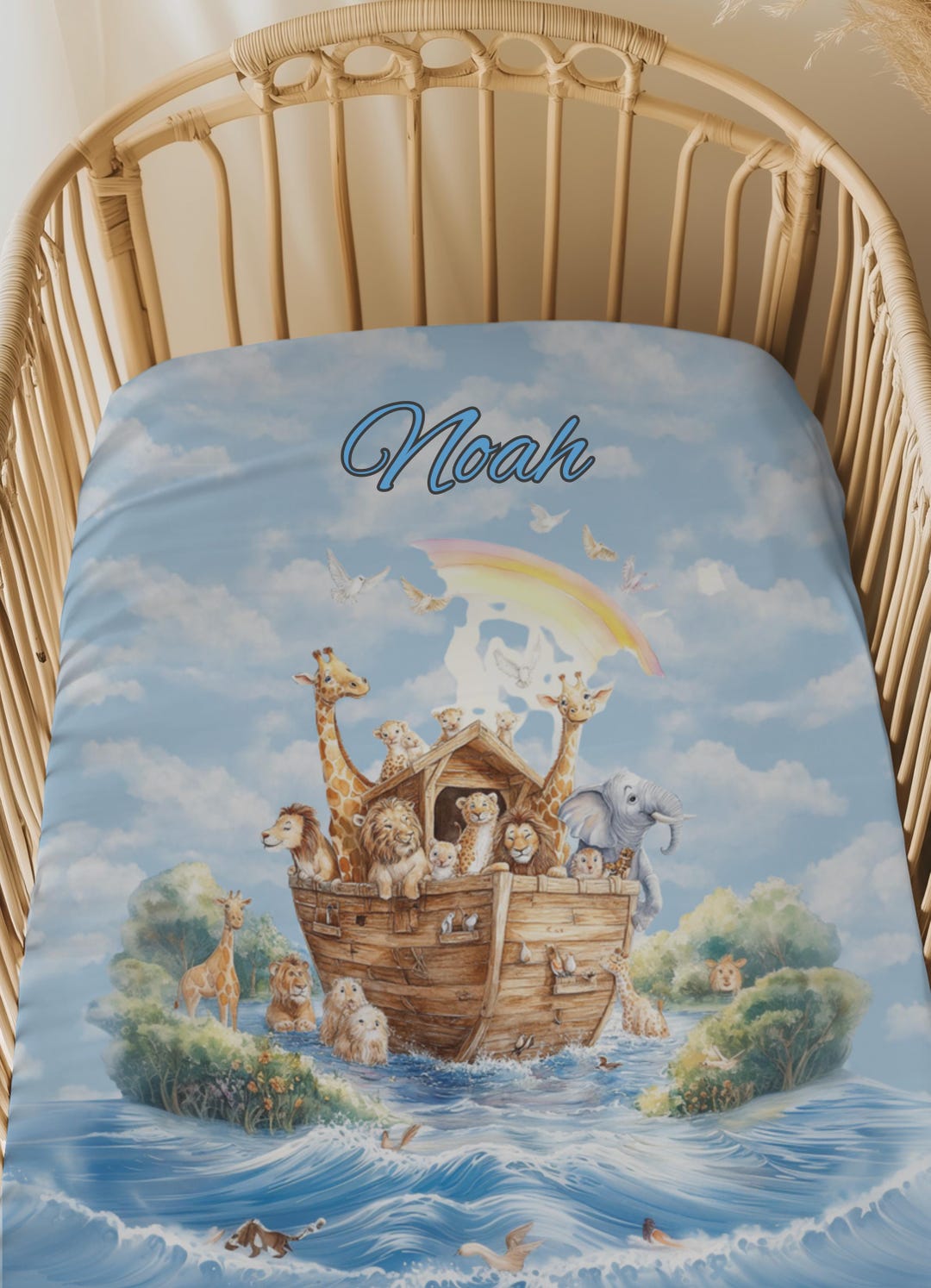 Noah's Ark Animals Baby Fitted Crib Sheet, Nursery Bedding - Etsy