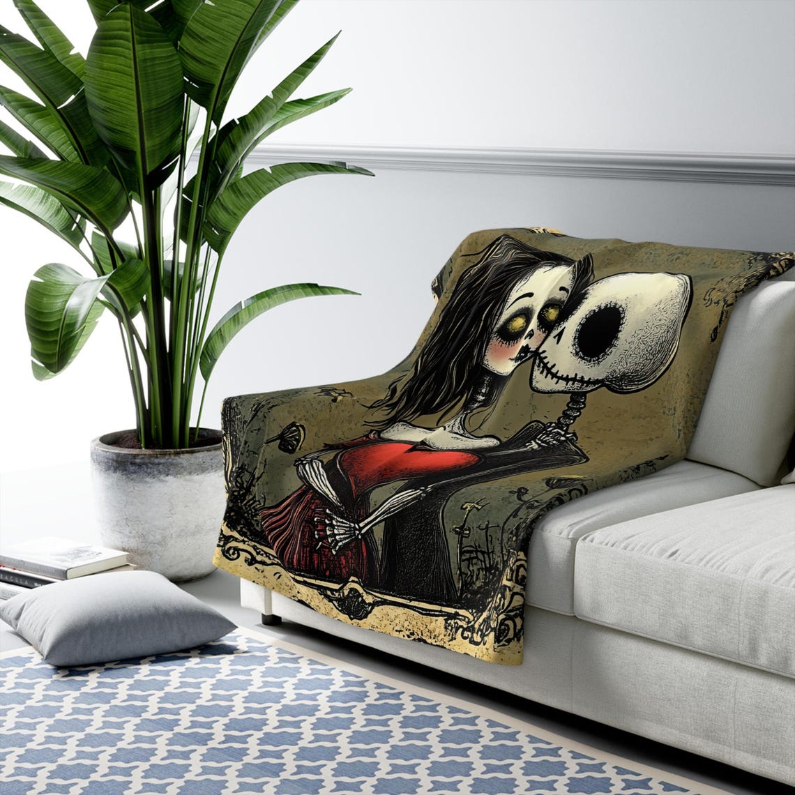 Goth Valentine's Day Blanket, Gothic Home Decor, Emo Heart Throw, Soft ...