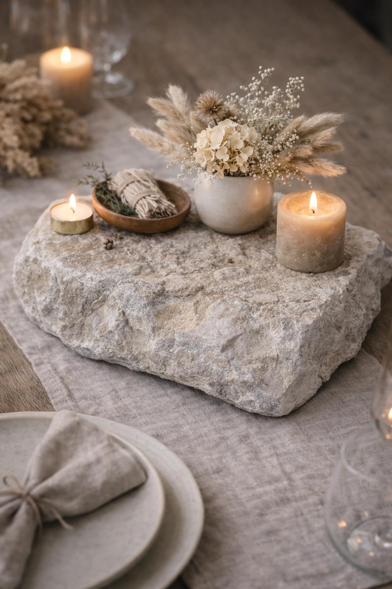 Limestone Slab Pieces, Rustic Stone Tablescape, Sculptural Home Accent ...