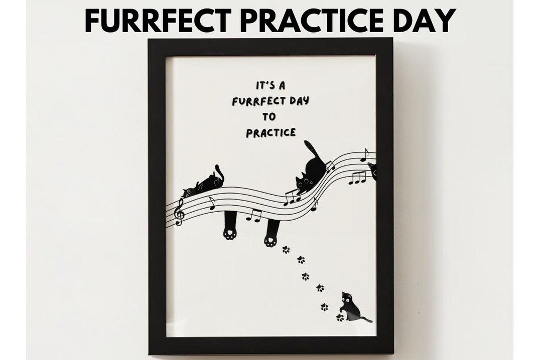 Cat Poster, Cat Wall Poster, Cat Wall Wart, Cat Music Art, Music Art ...