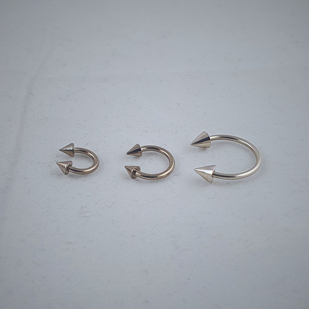 Spiked Horseshoe Septum Ring, Titanium Half Hoop Nose Piercing, Jewelry ...