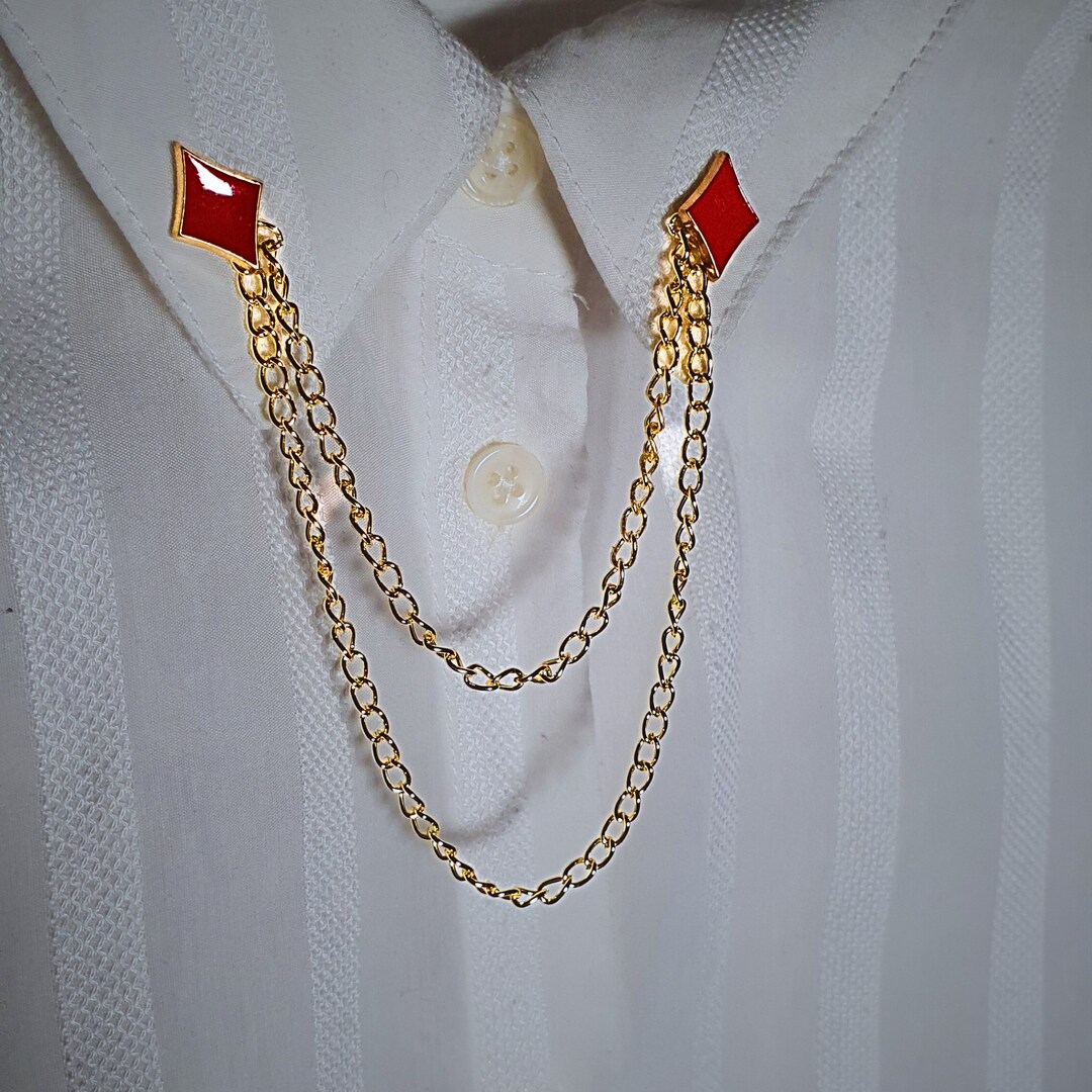 Gold Chain Shirts Collar Pin Tie Collar Pins Chain Collar Costume ...