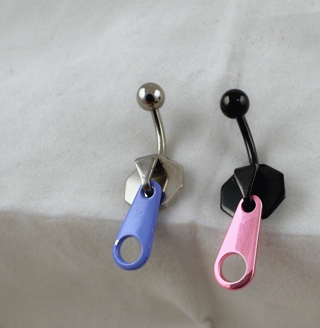 Zipper Belly Ring: Surgical Steel Navel Piercing - Etsy