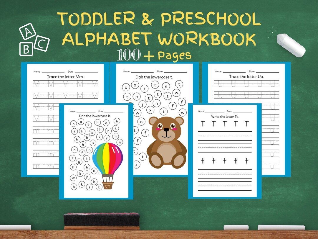 Toddler and Preschool Alphabet Workbook, Printable Alphabet Worksheets ...