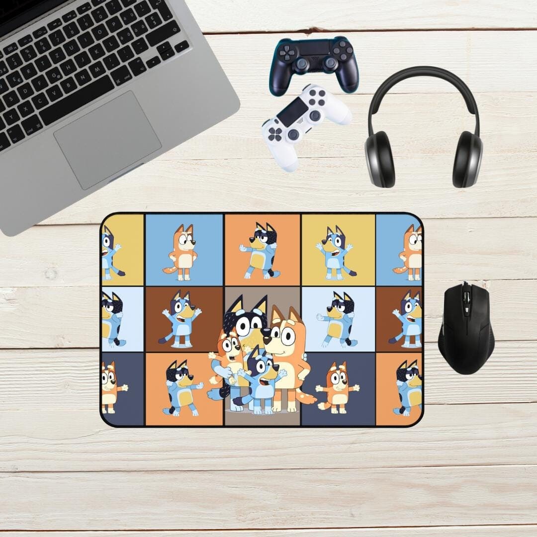 Bluey Theme Mousepad XL Bluey & Bingo Desk Mat for Kids Non-slip Large ...