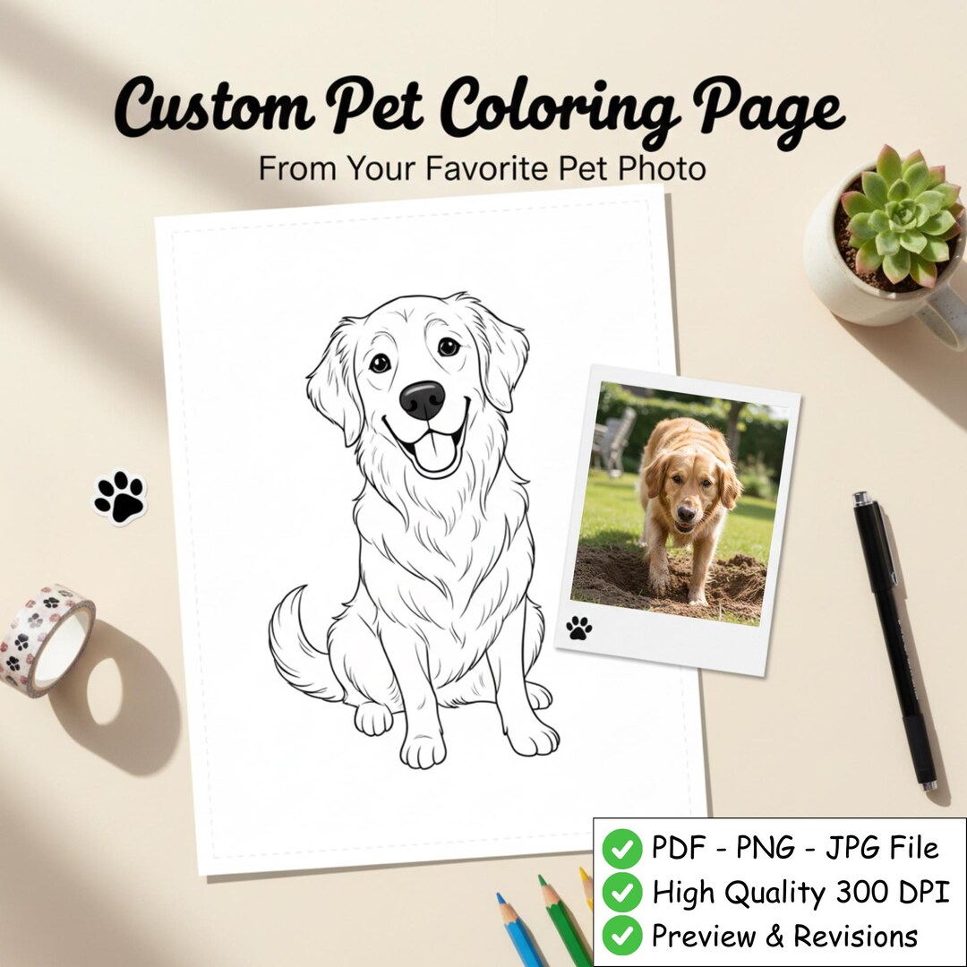 Custom Coloring Page From Photo, Personalized Portrait Line Art ...