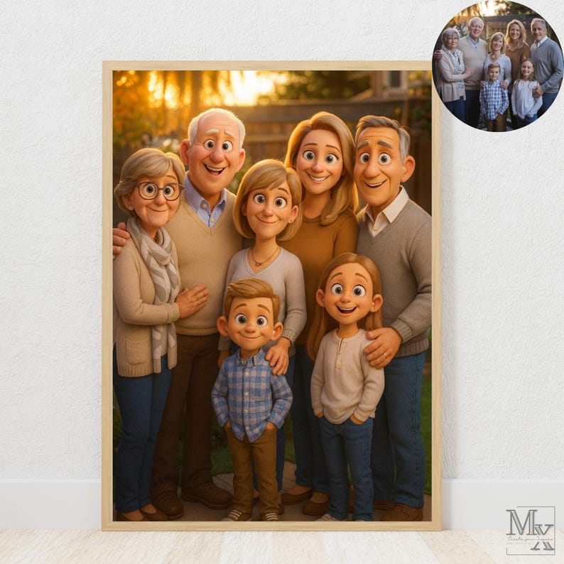 Custom Cartoon Family Portrait, Cartoon Family Portrait From Photo, 3D ...