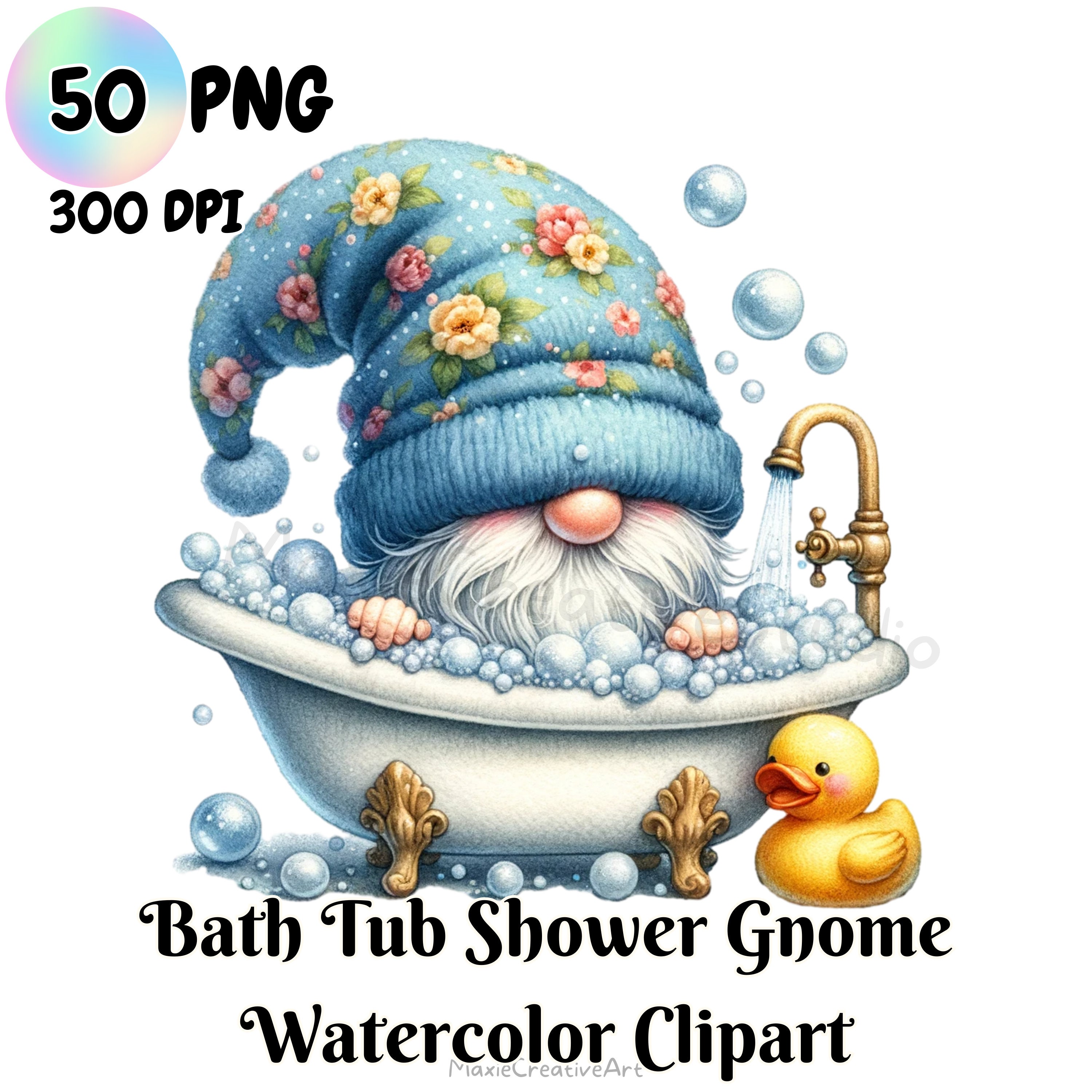 Bath Tub Shower Gnome Watercolor Clipart 50 Png,bath Tub,gnome Lovers ...