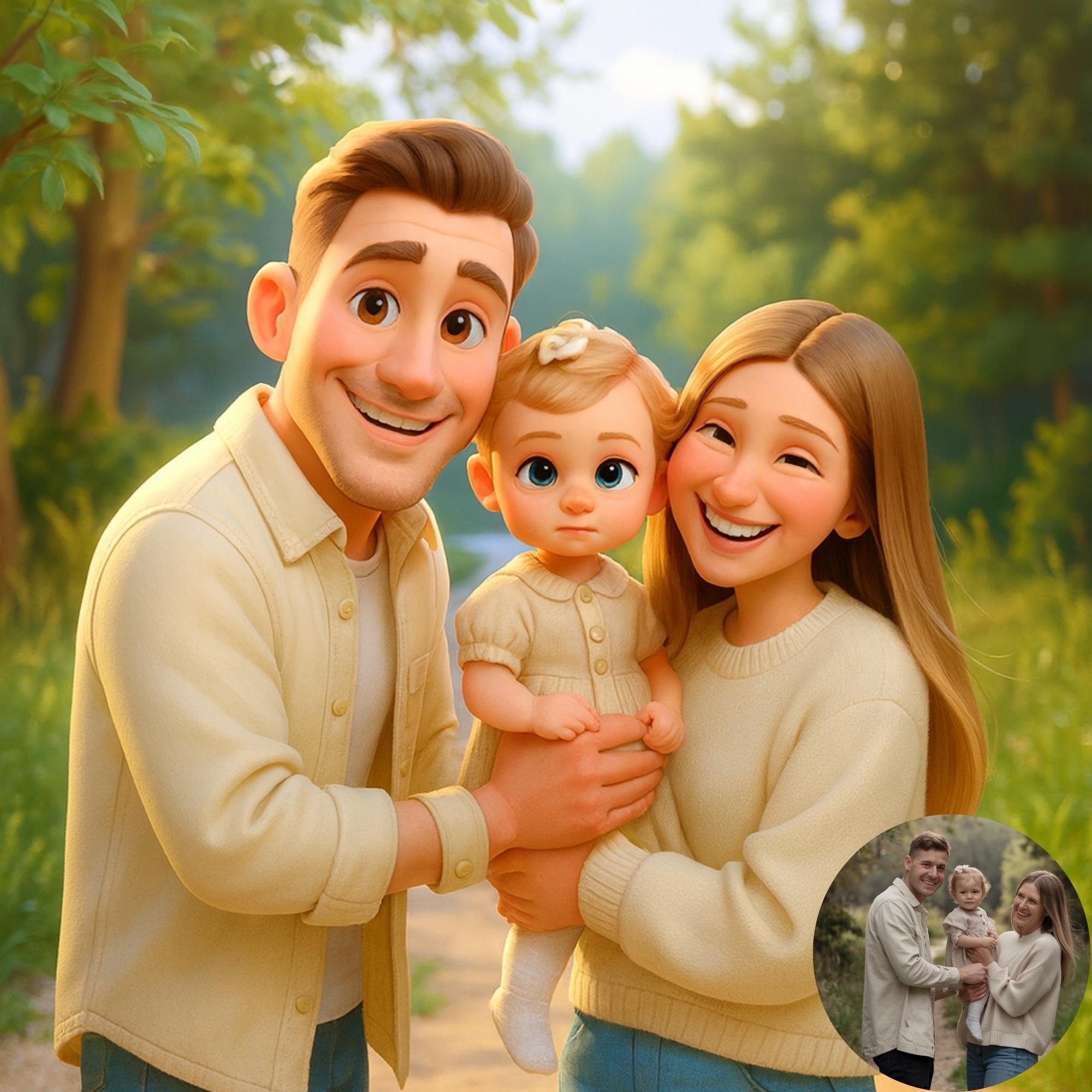 Custom Cartoon Family Portrait, Cartoon Family Portrait From Photo, 3D ...