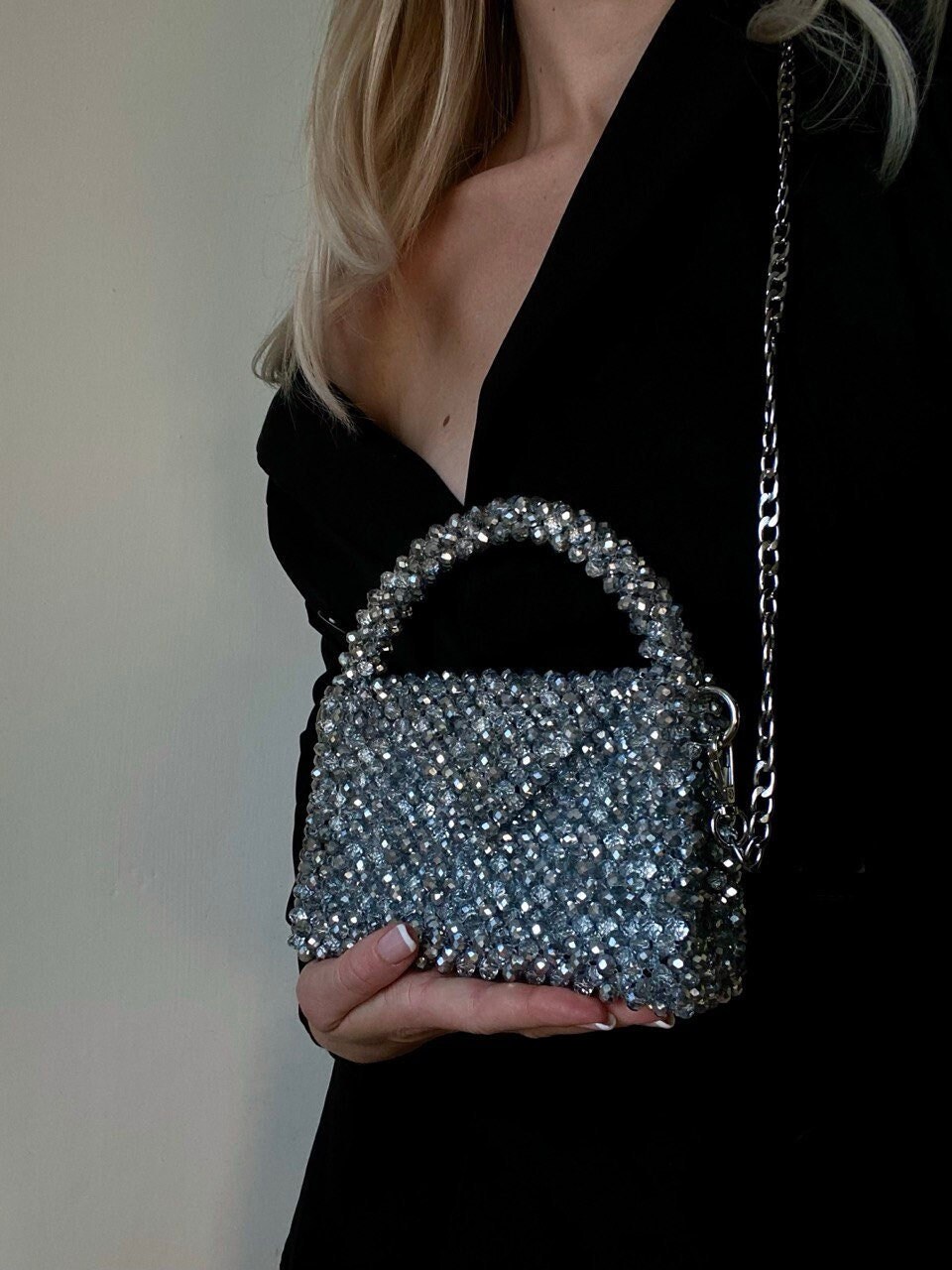 Handmade Crystal Beaded Bag, LUXURY Bead Bag, Women Bead Bag, Crystal ...