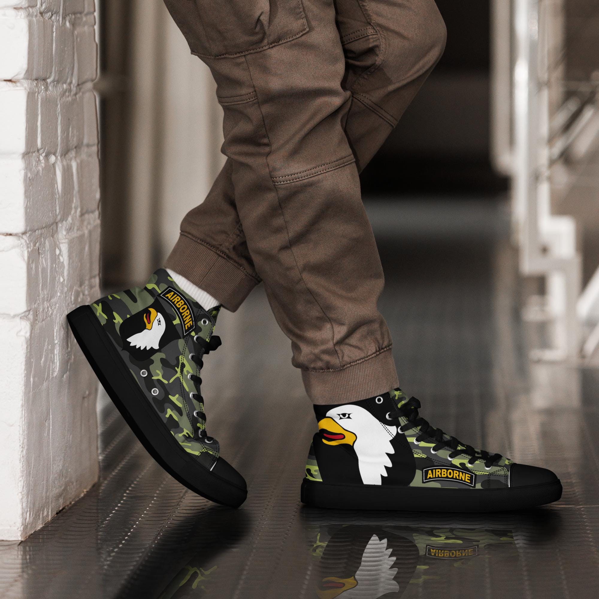 Airborne Military Colors Men’s High Top Canvas Camo Shoes 101st ...