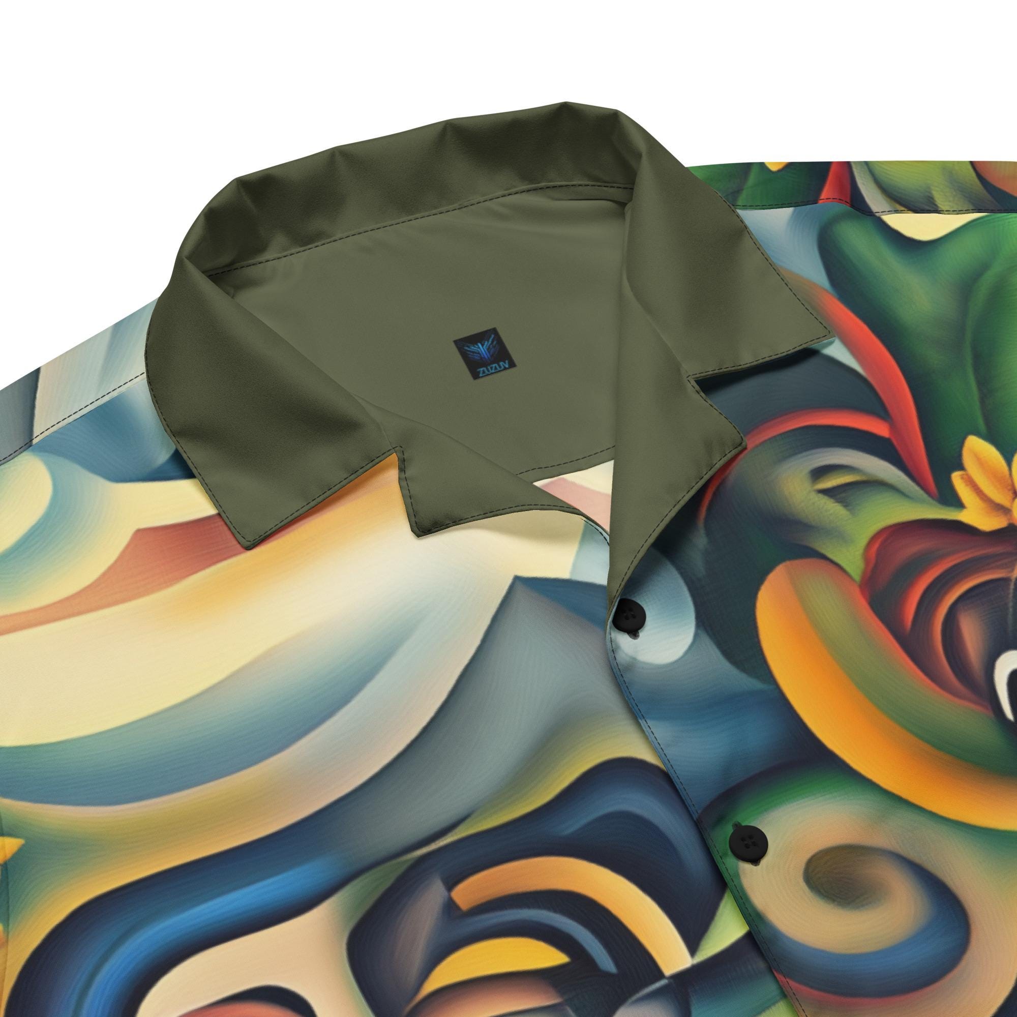 Club Button Shirt Abstract Art Inspired Tropical Shirts Modern Art ...