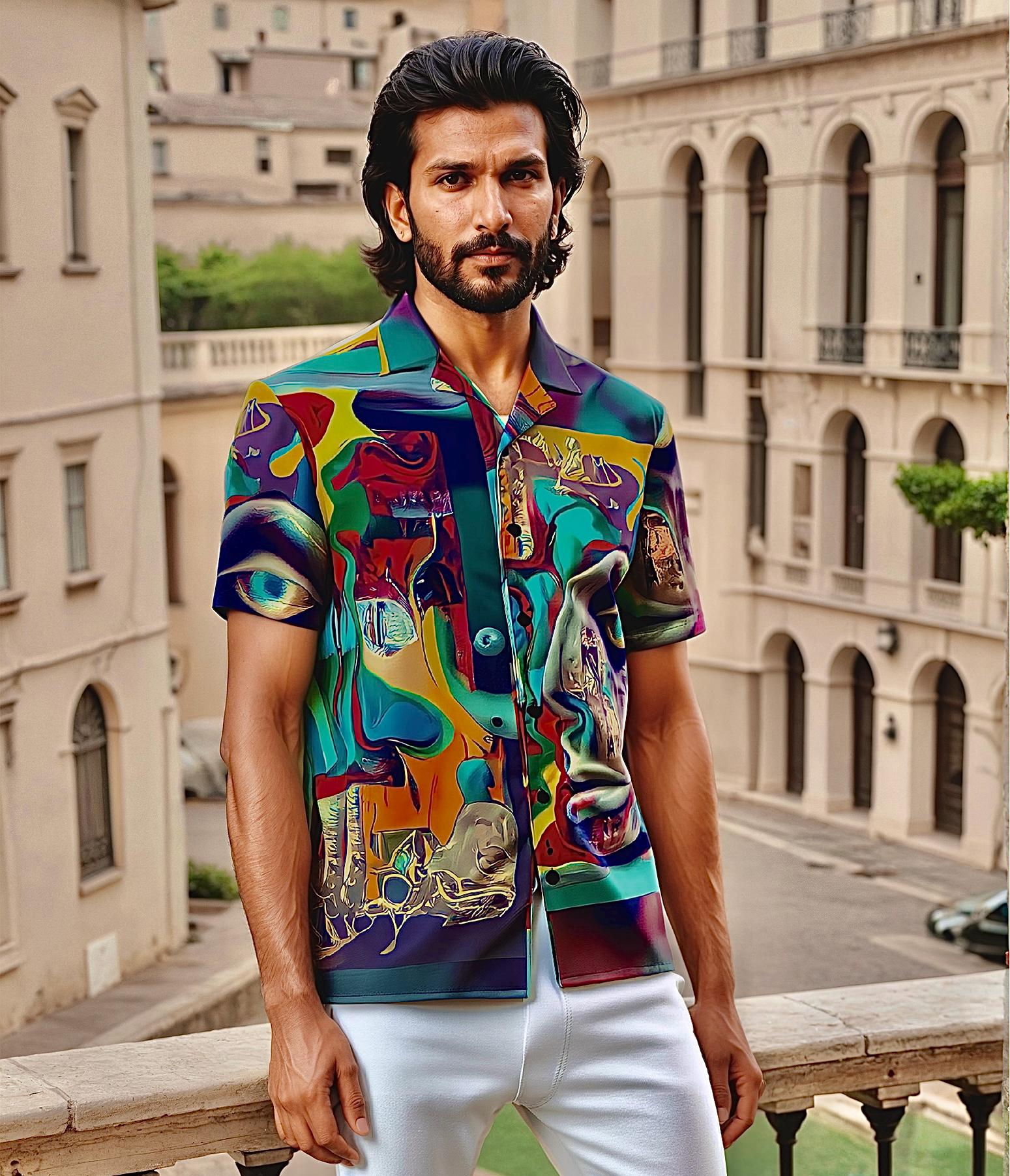 Button Shirt Picasso Design Modern Art Design Tropical Shirts Dress ...