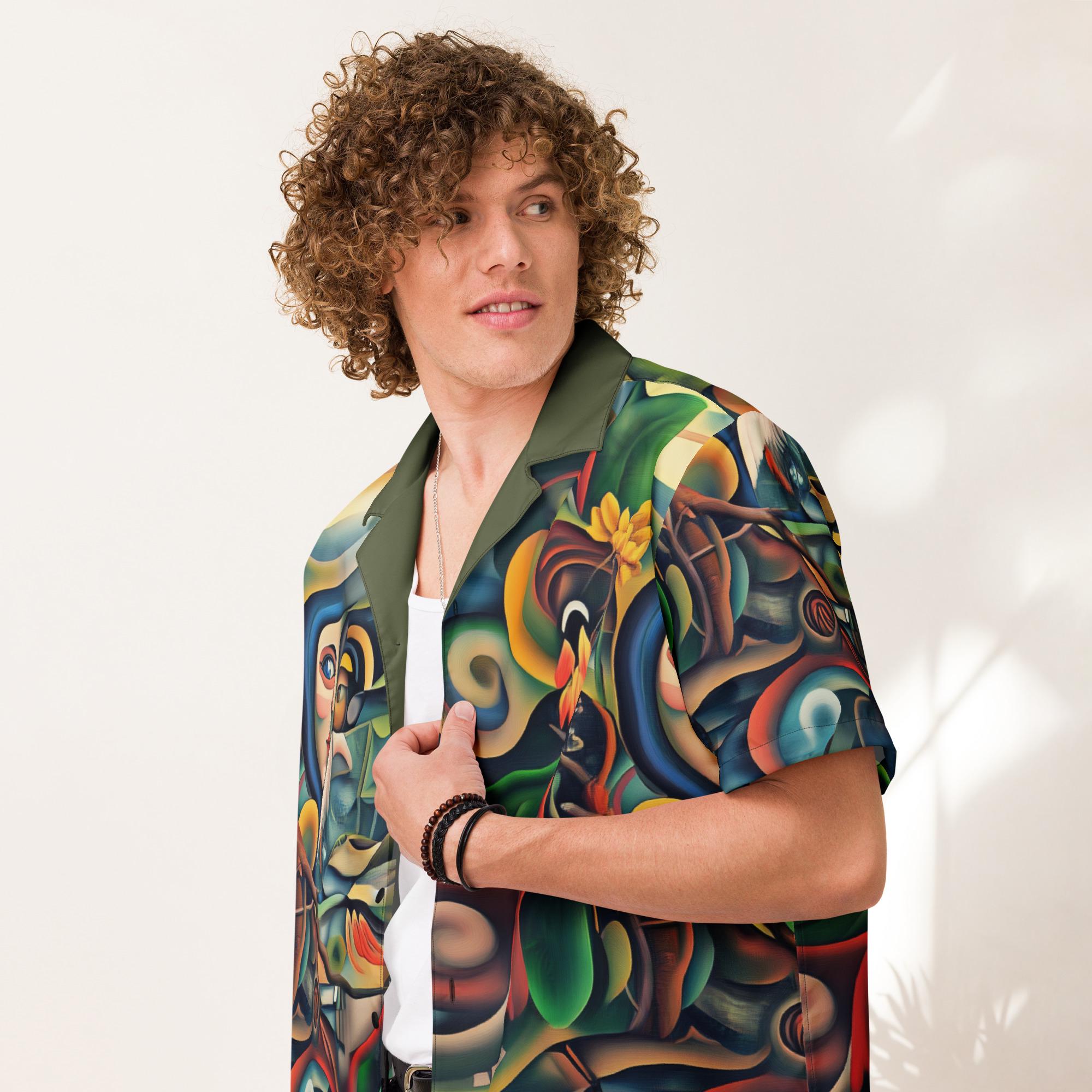 Club Button Shirt Abstract Art Inspired Tropical Shirts Modern Art ...