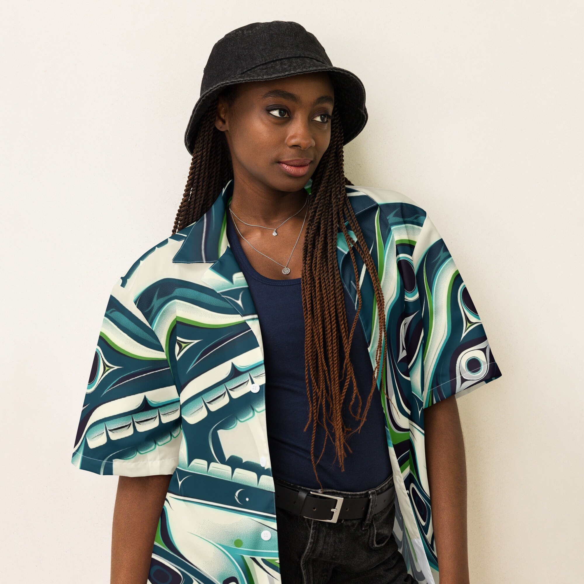 Button Shirt Vancouver Canuck Cocktail Shirt, Native Art, Orca Print ...