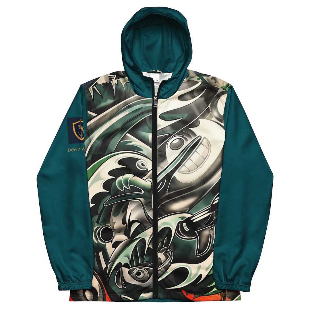 Men’s Windbreaker Fishing Tattoo Design - Etsy