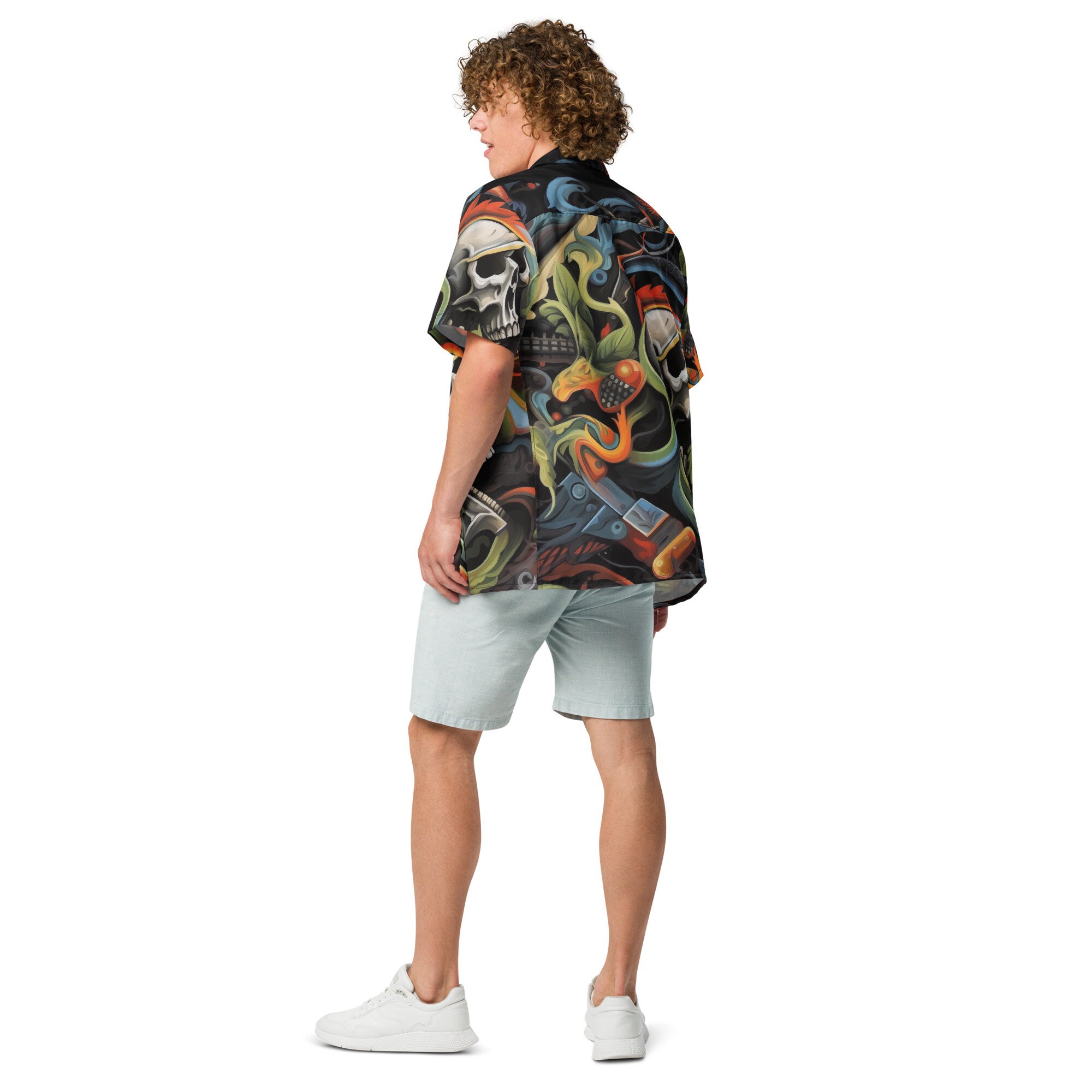 Unisex Button Shirt TATTOO Design ,modern Art, Design Tropical Shirts ...