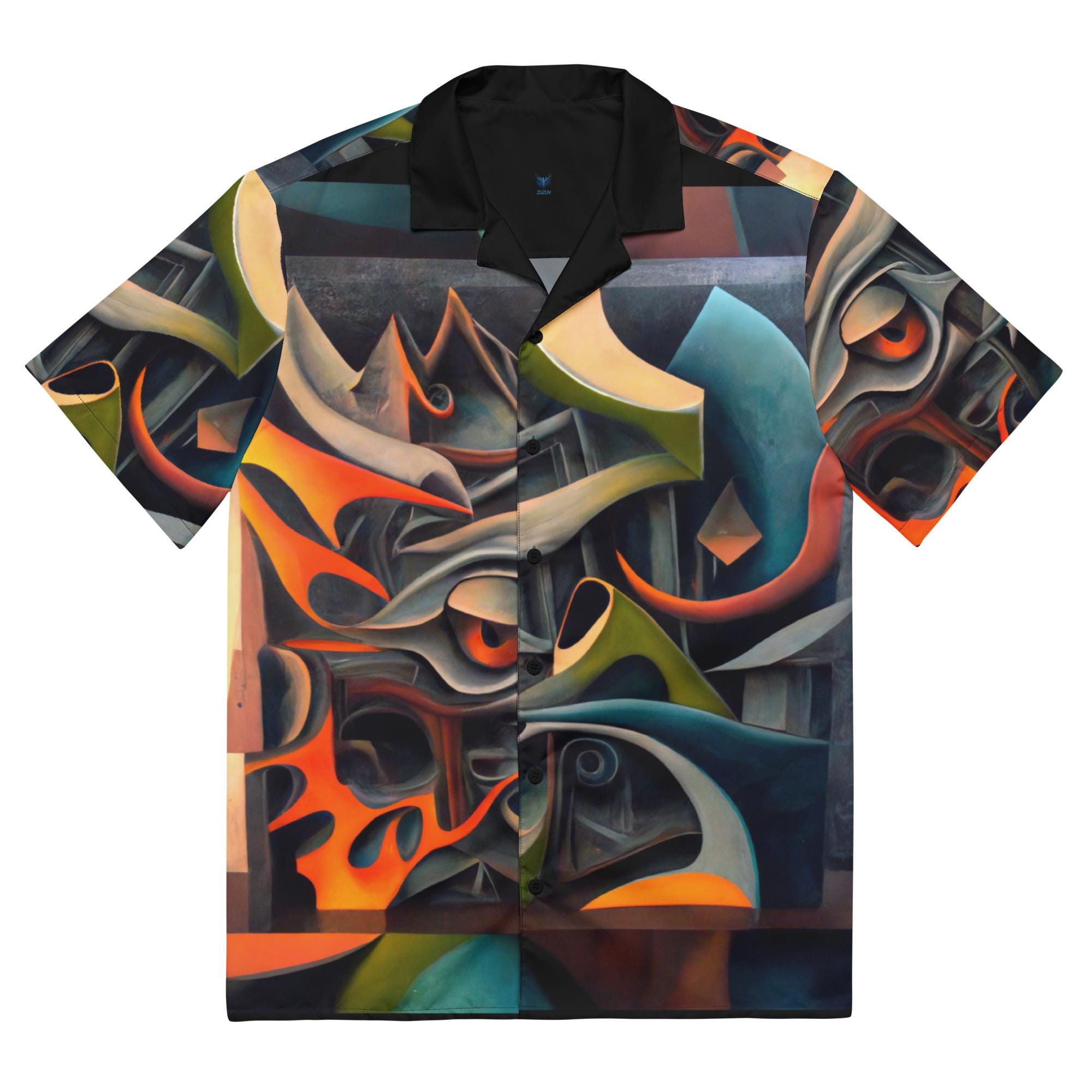 Club Button Shirt Abstract Art Inspired Tropical Shirts Modern Art ...