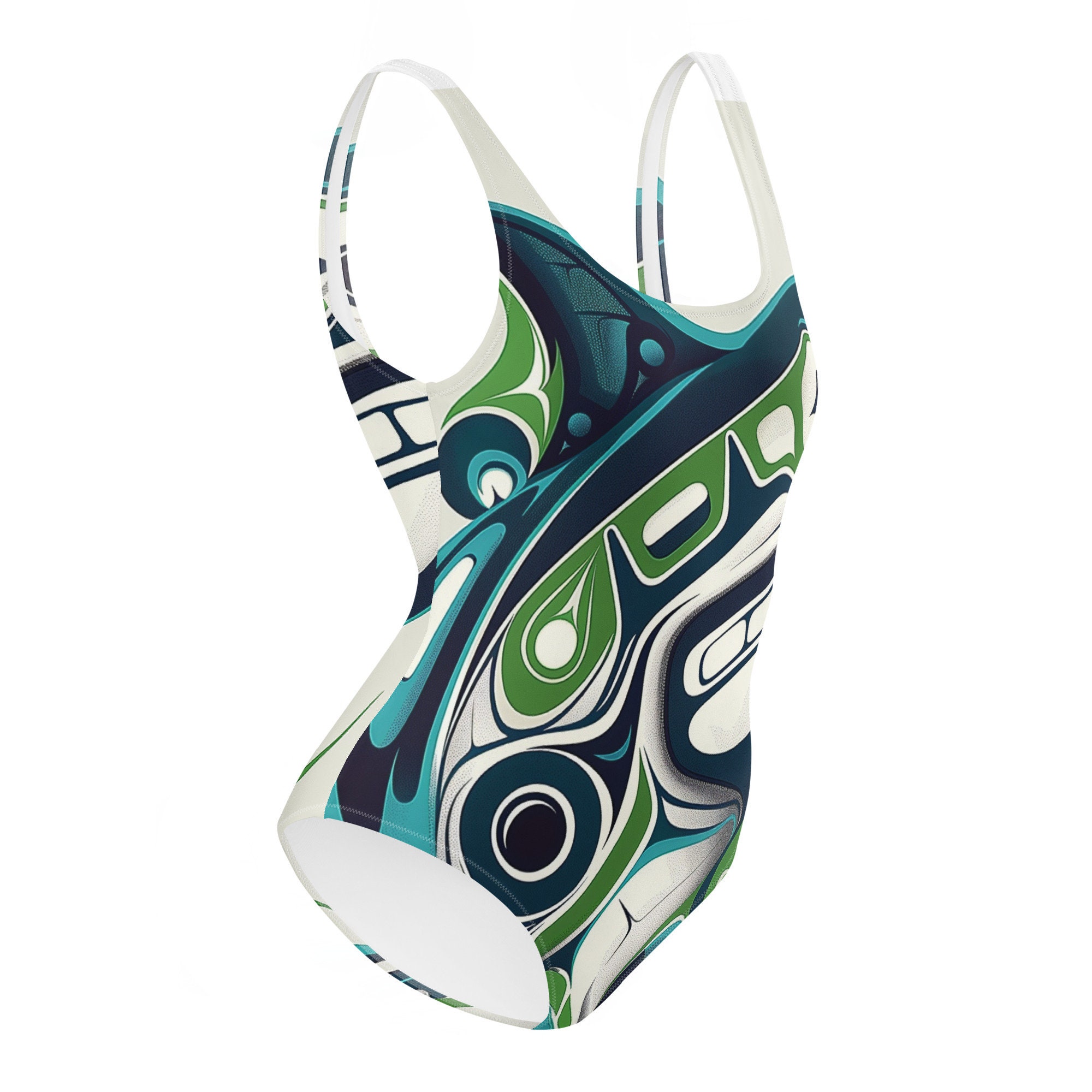 One-piece ORCA Swimsuit Native Art Canuck Colors Sports Attire Native ...