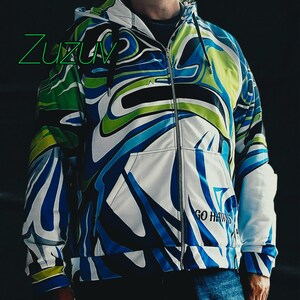 Zip Hoodie , Seattle Seahawks ,native Art , Sportswear , - Etsy