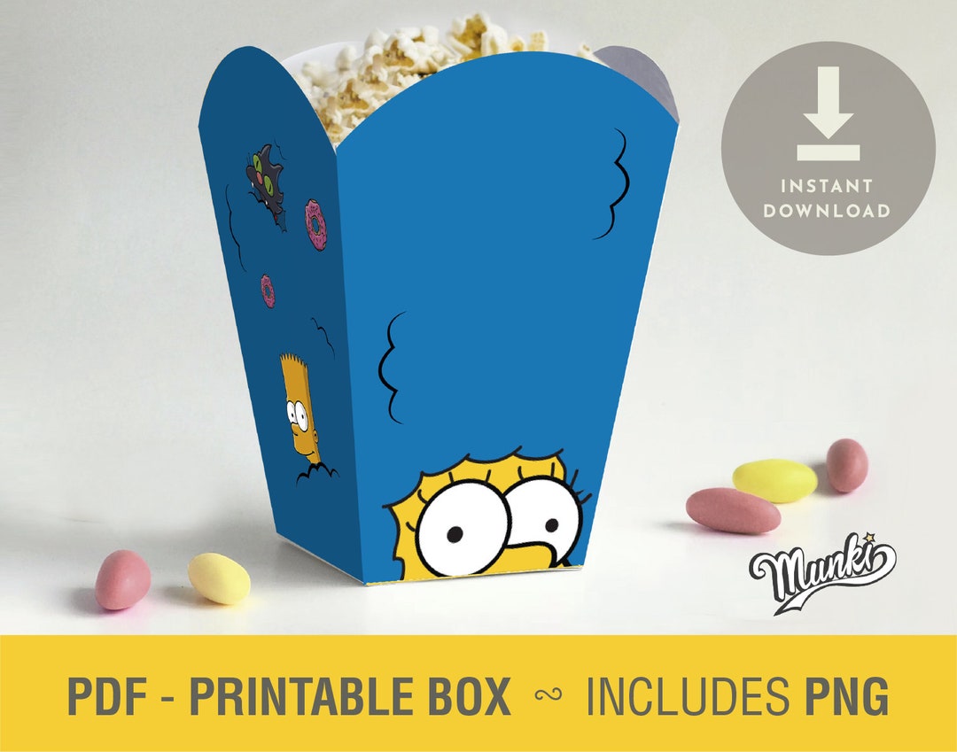 Marge Popcorn Printable Box, Simpsons PNG Download File, PDF Birthday ...