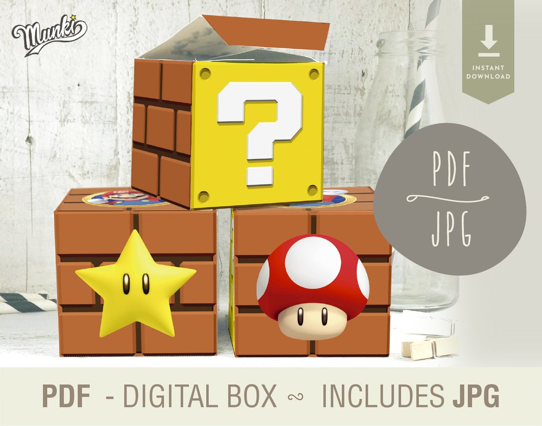 Super Mario Bros Favor Party Box, Mario Bricks Candy Box, PDF and JPG ...