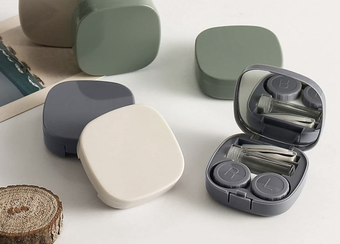 Contact Lens Case Travel Kit With Mirror, Tweezers & Solution Bottle ...