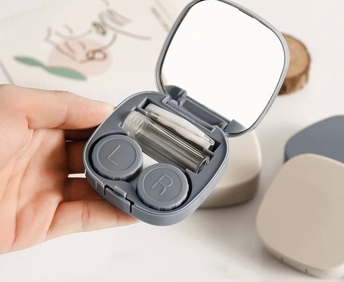 Contact Lens Case Travel Kit With Mirror, Tweezers & Solution Bottle ...