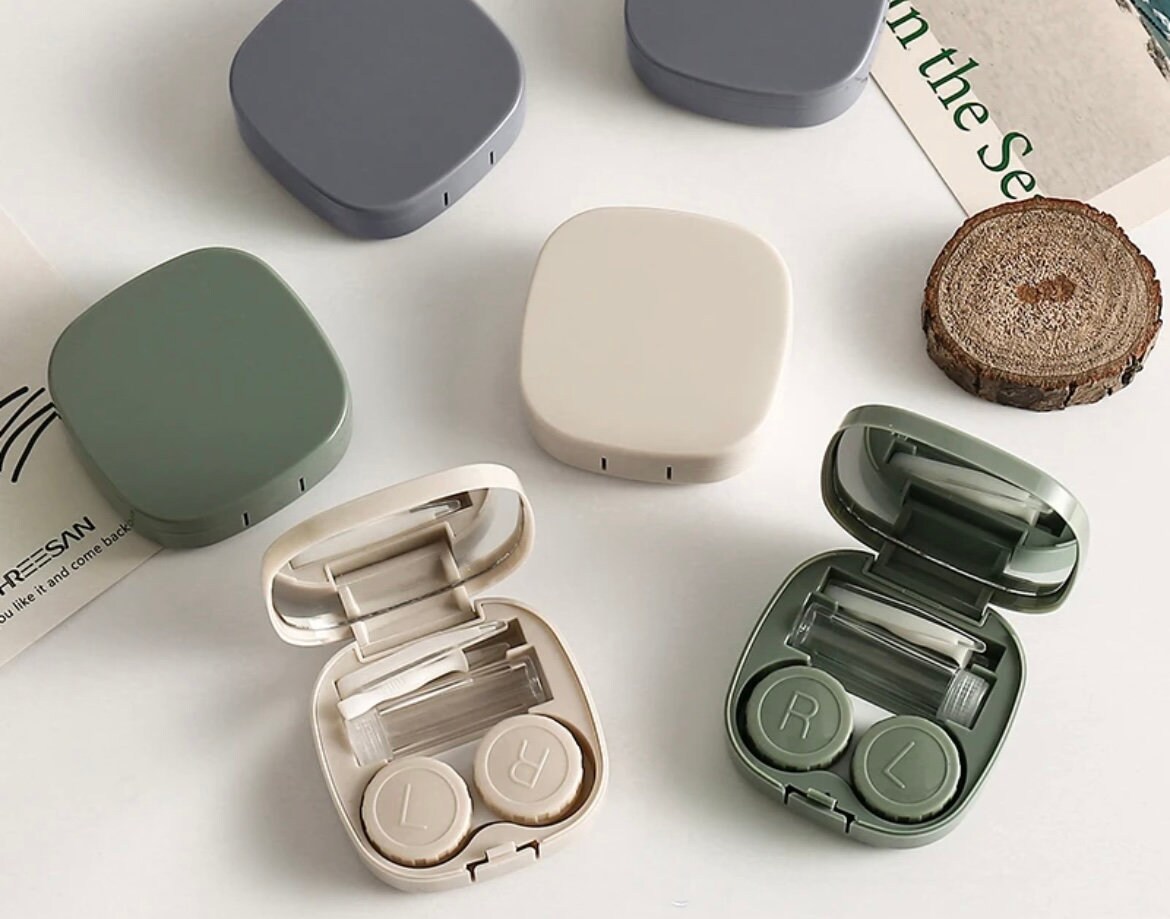 Contact Lens Case Travel Kit With Mirror, Tweezers & Solution Bottle ...