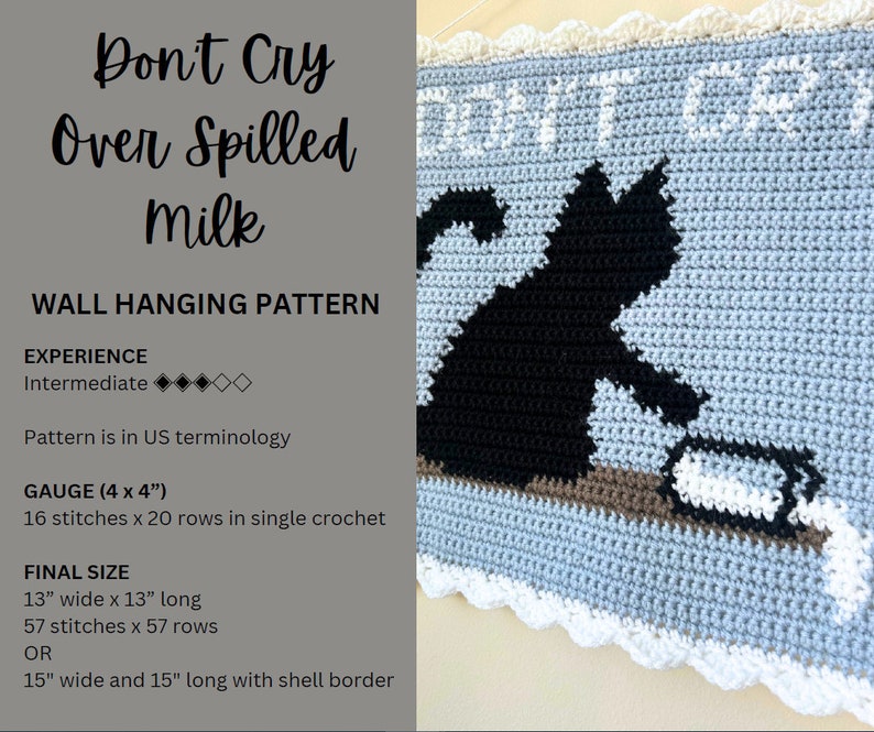 Don't Cry Over Spilled Milk Crochet Tapestry / Wall Hanging PATTERN - Etsy