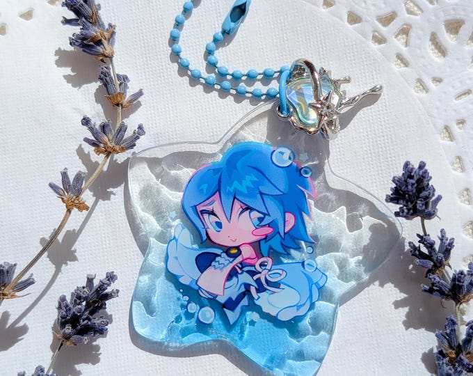 Aqua Wavy Ripple Acrylic Keychain 2.5", Kingdom Hearts Charm, KH ...