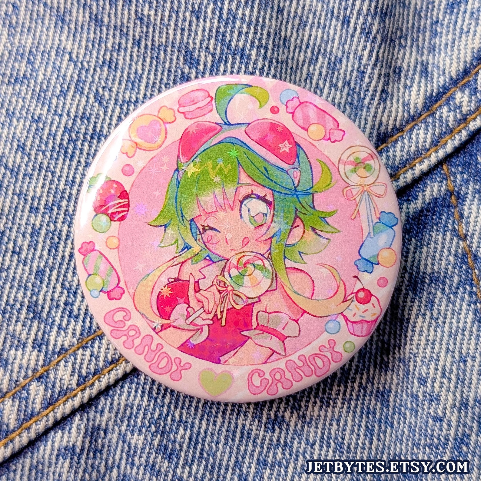 Vocaloid Megpoid Gumi Candy Candy 58mm Holographic Button Badge Etsy